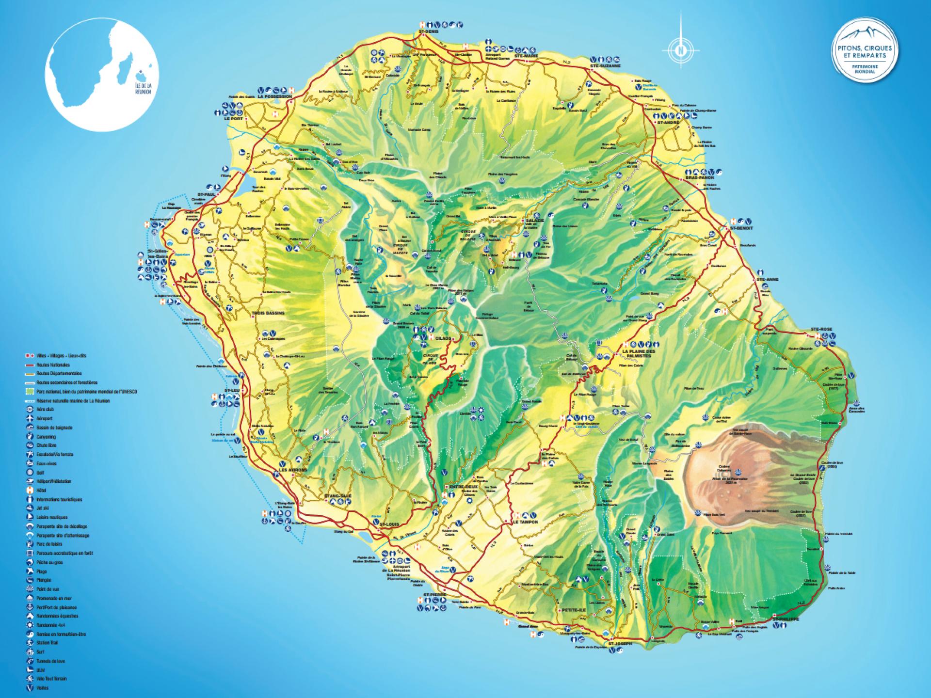 Verwunderlich La Reunion Karte Bild