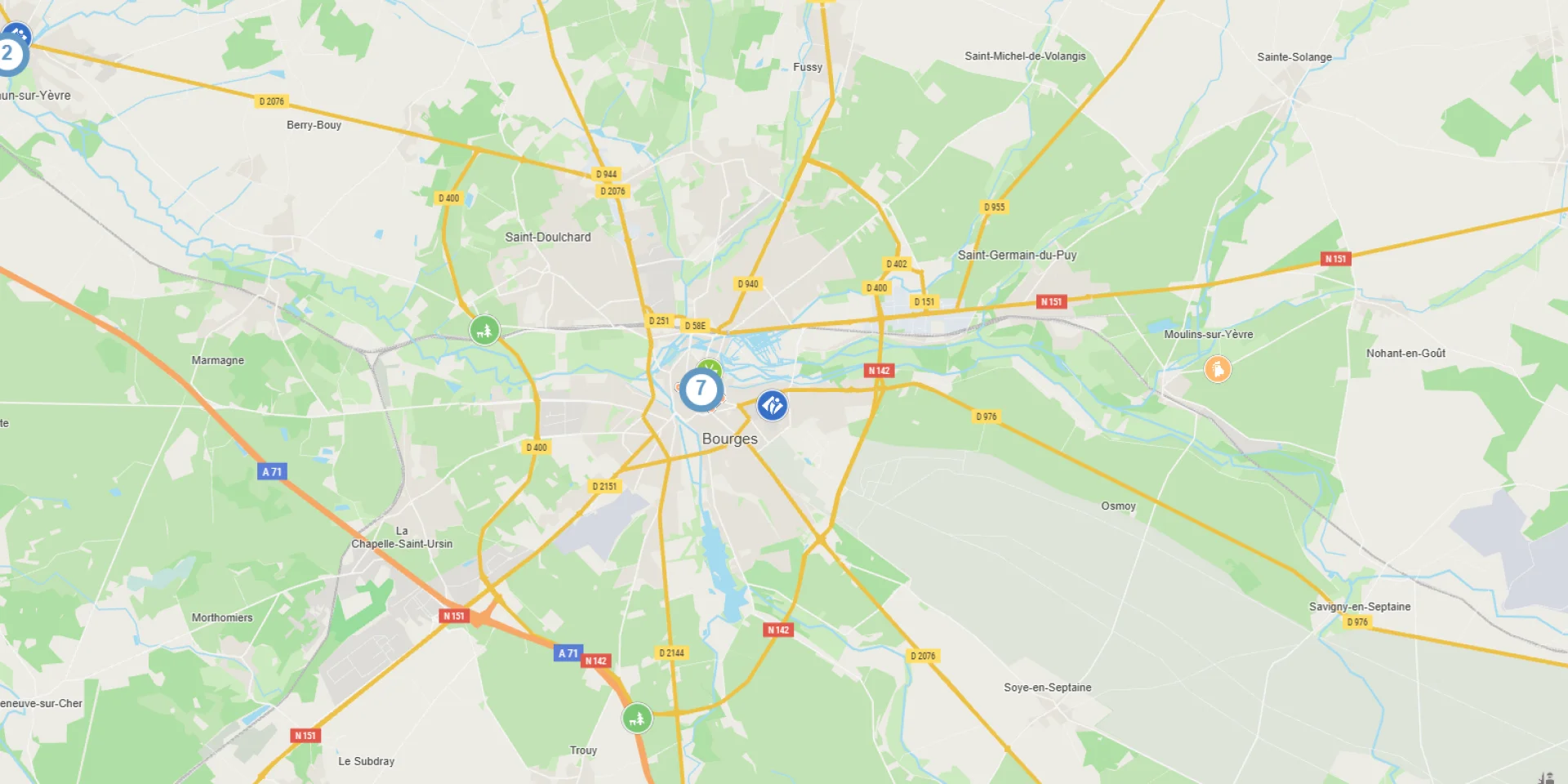 Interactive map: sites & châteaux | The Jacques-Coeur route