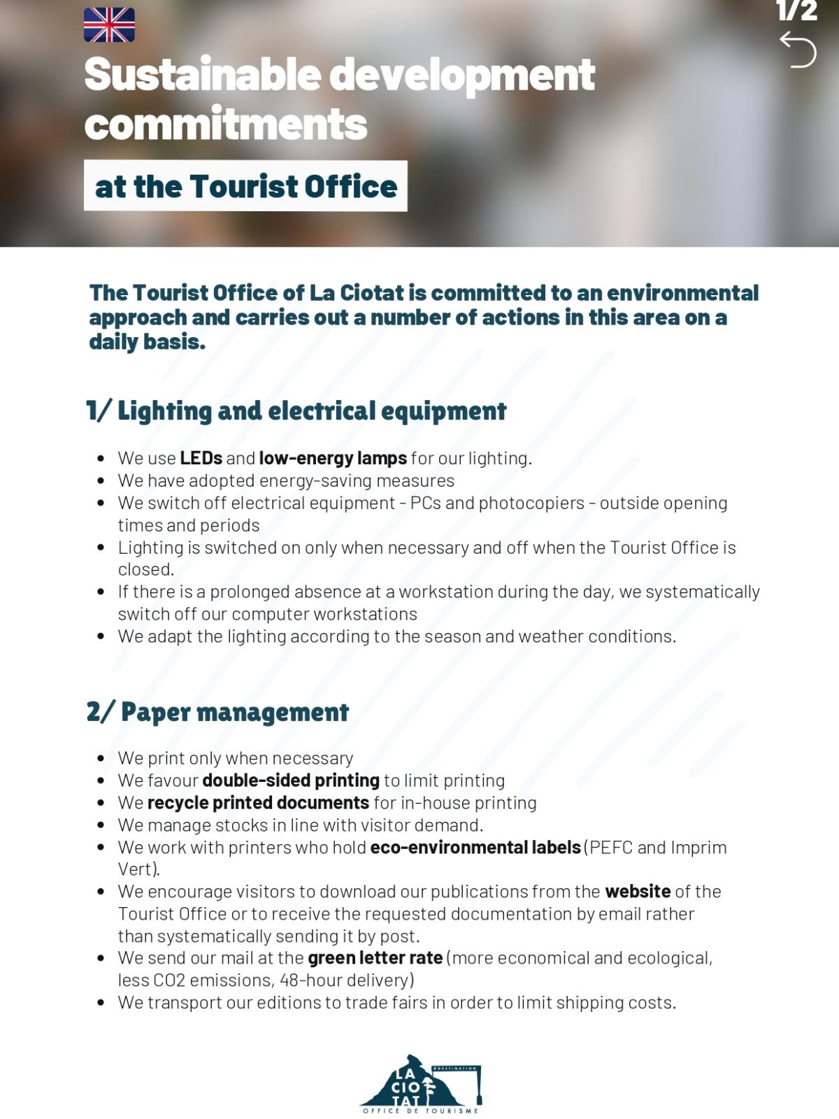 Our commitments | La Ciotat Tourist Office