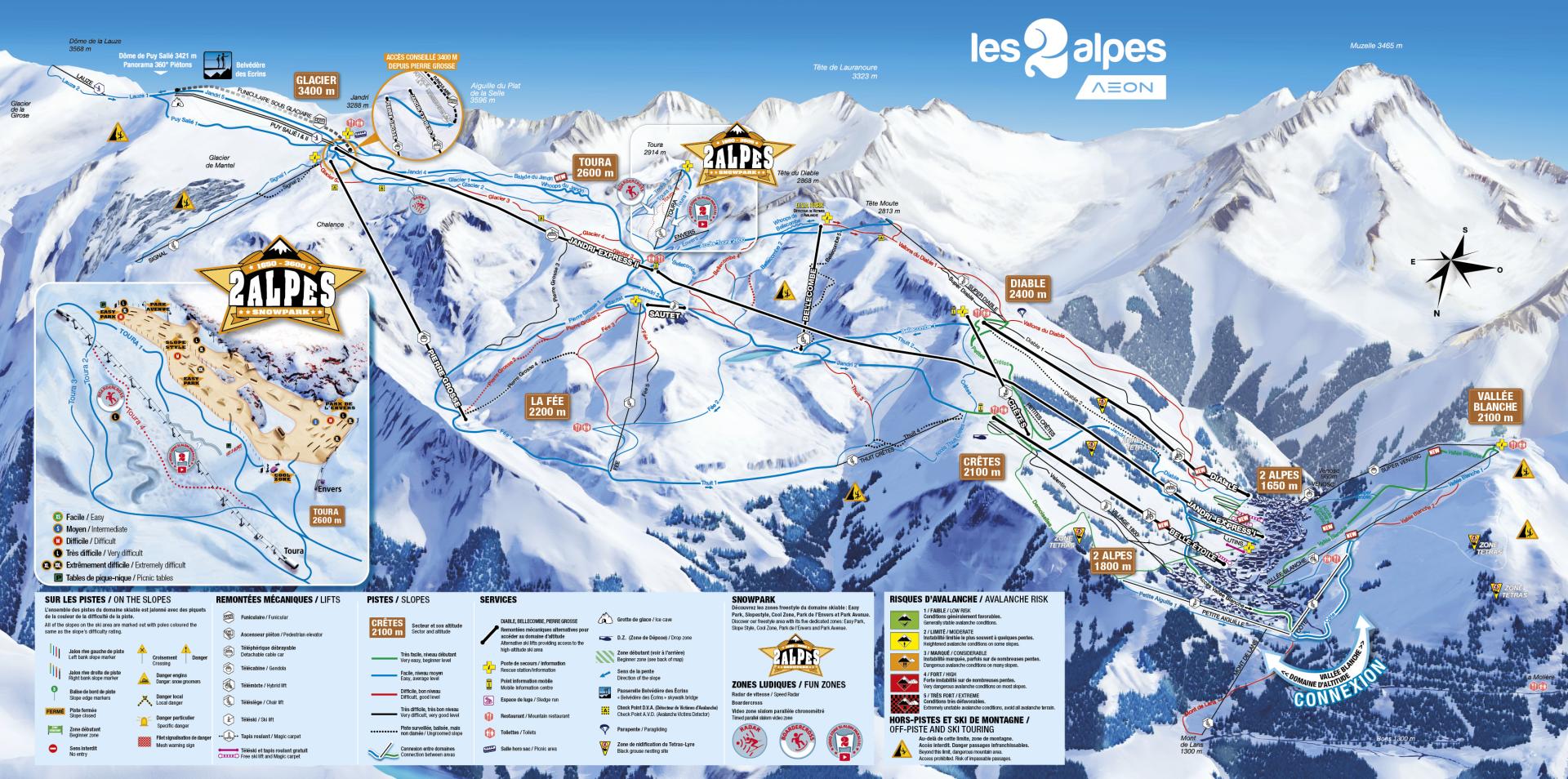 Plan des pistes les 2 Alpes – Secteurs et pistes de ski | Station de ...