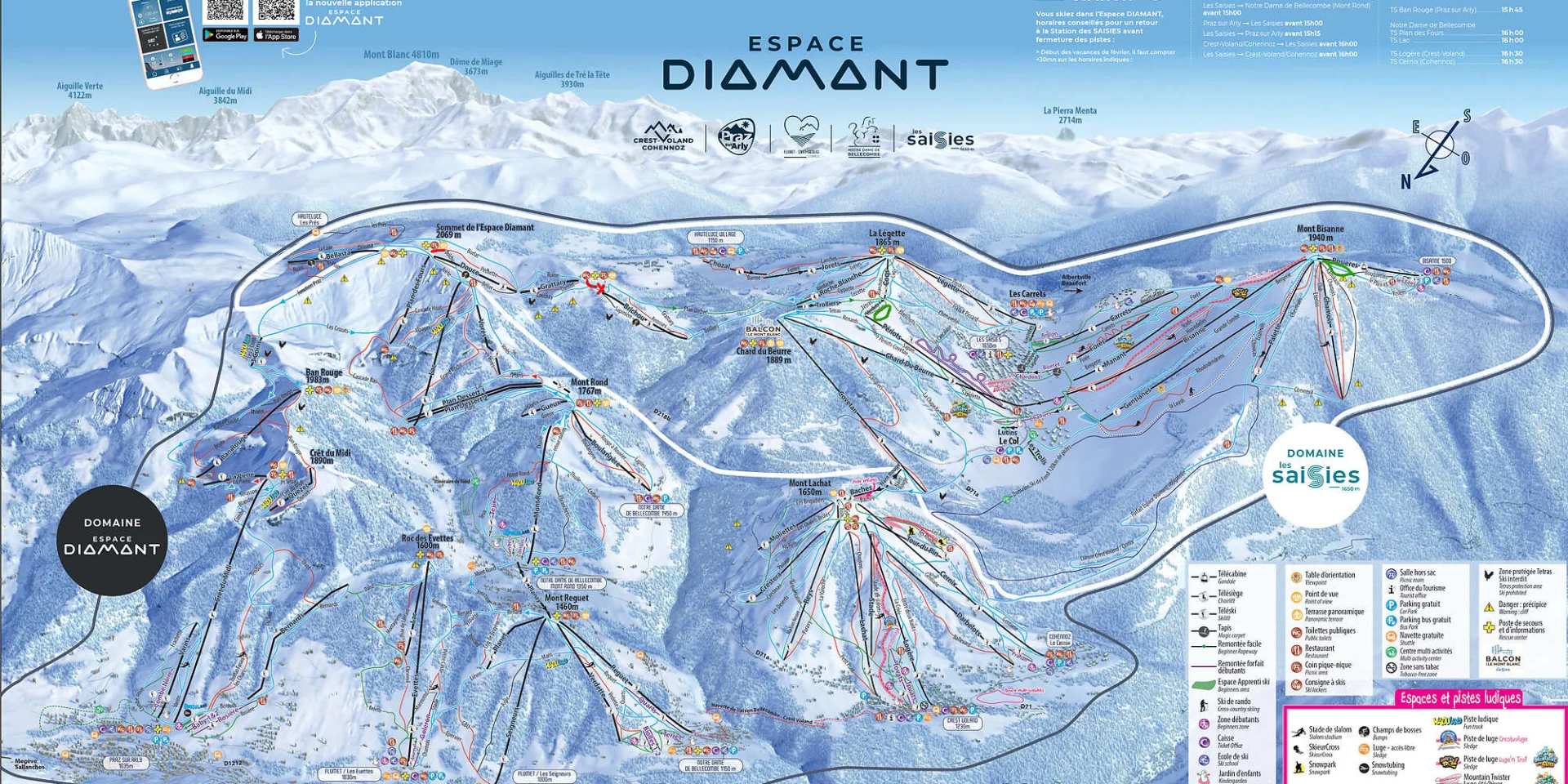 Les Saisies resort map and slope map Plans station et pistes ...