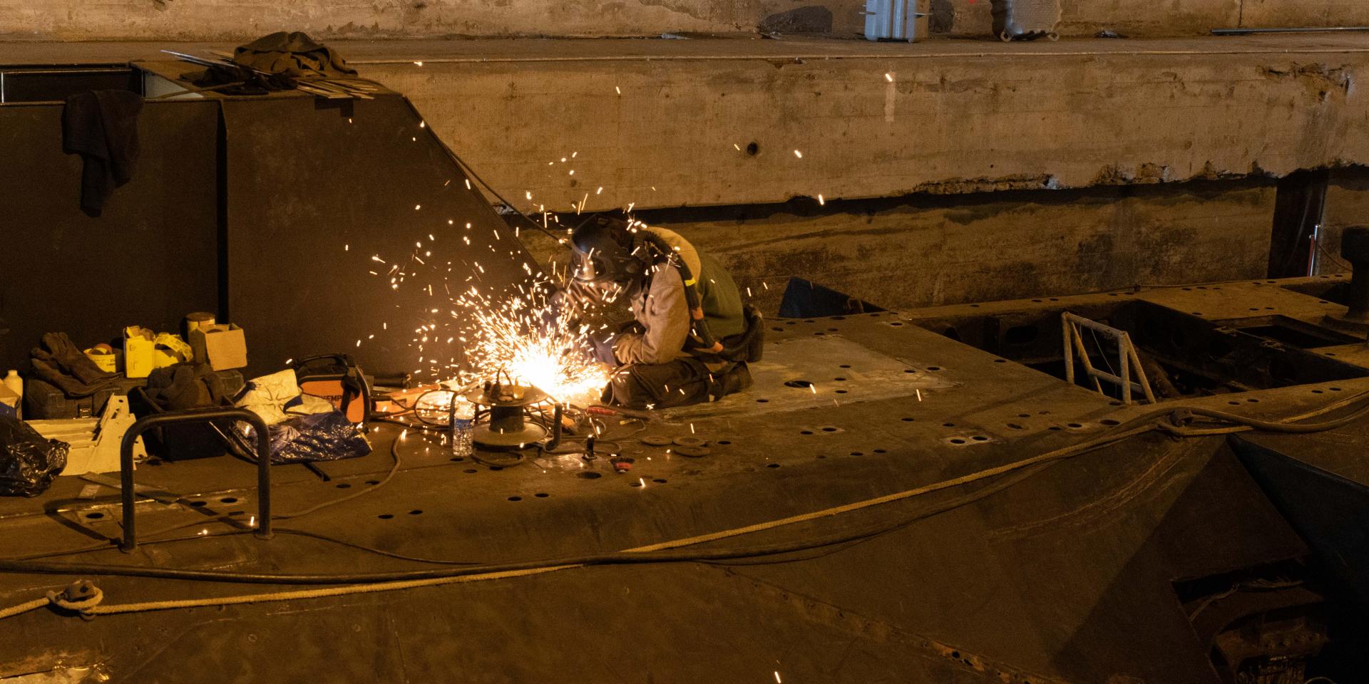 The Espadon submarine restoration work