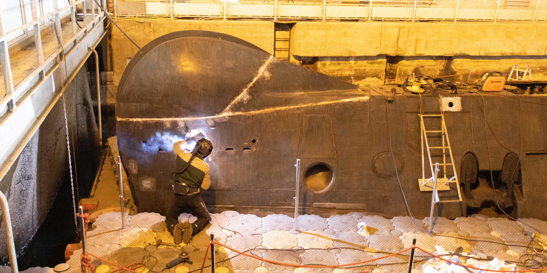 The Espadon submarine restoration work