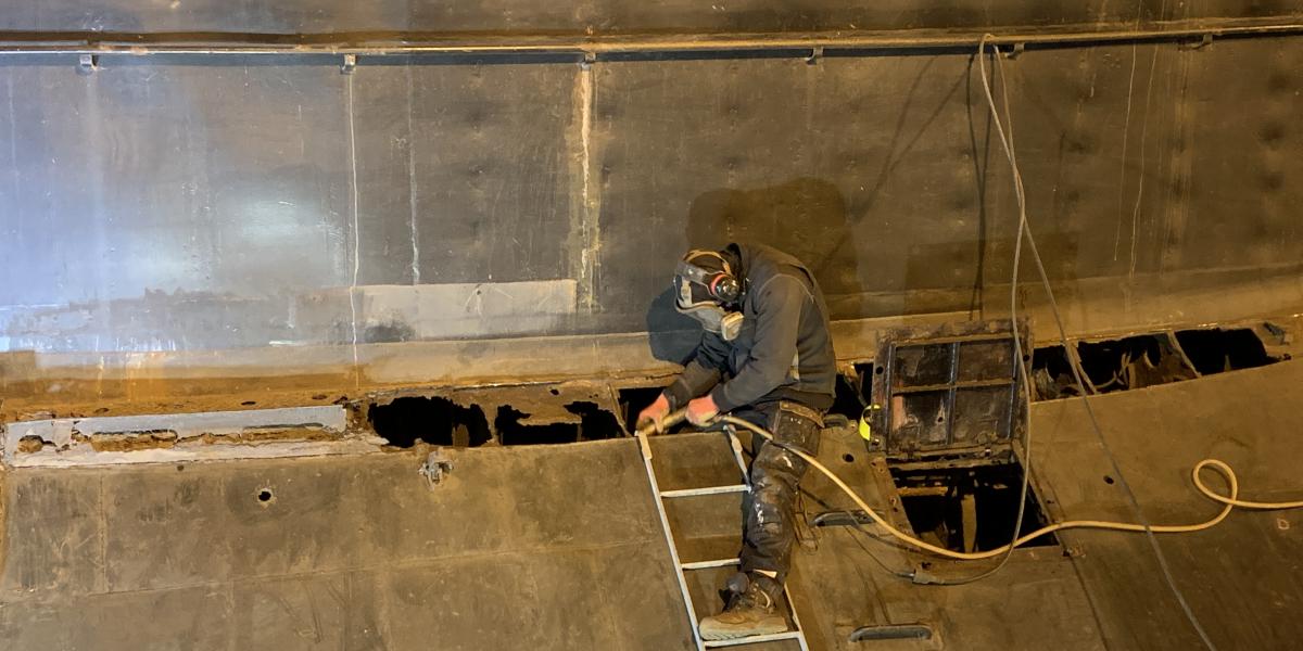 The Espadon submarine restoration work